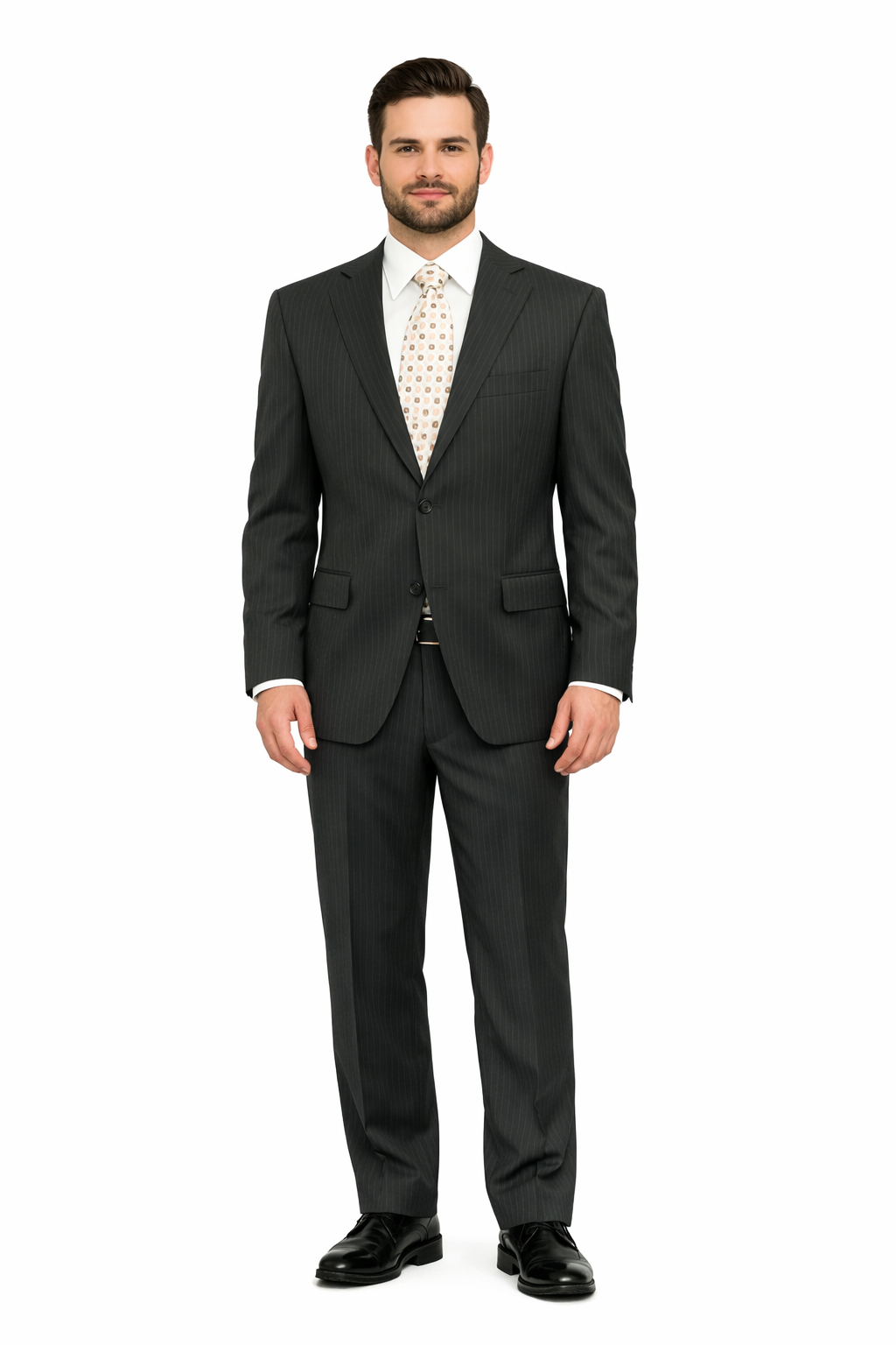 Chocolate Brown Pinstripe Modern Fit Suits 2 Button No Vents 100% Fine ...