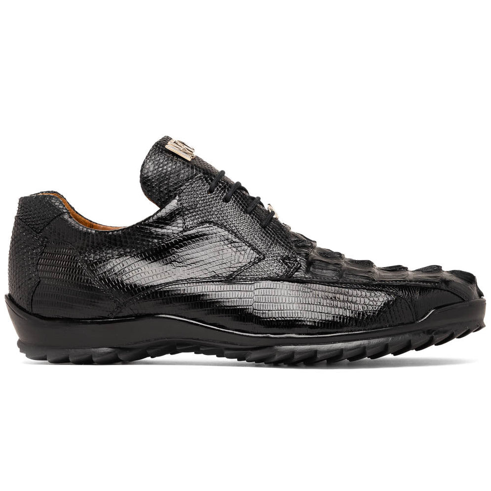 Marco Di Milano Crater Black Caiman Crocodile & Lizard Sneakers — MensUSA