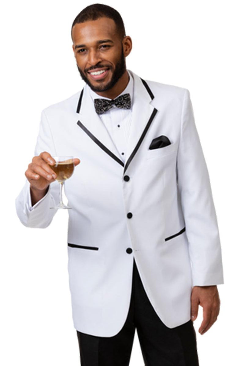 EJ Samuel Men's 3-Button White Tuxedo with Black Trim – Sizes 34–62 ...
