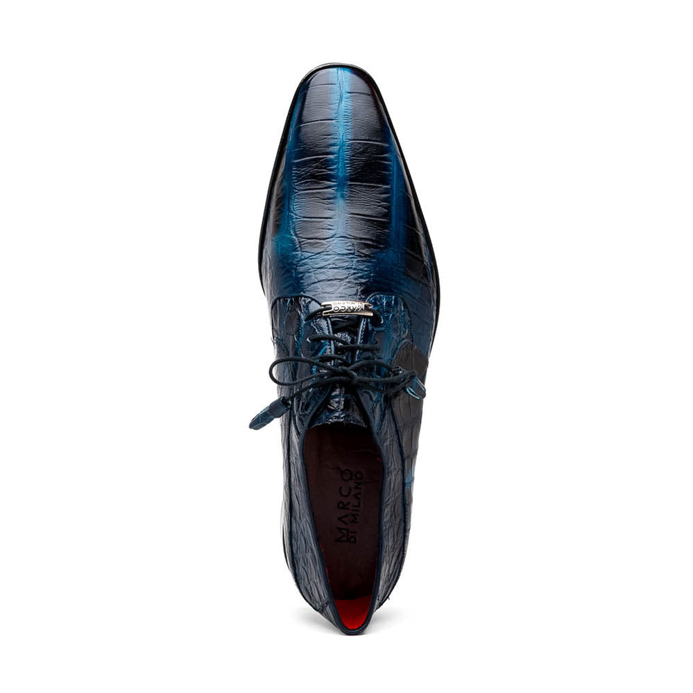 Marco Di Milano Fitipaldi Rustic Blue Alligator Derby Shoe — MensUSA
