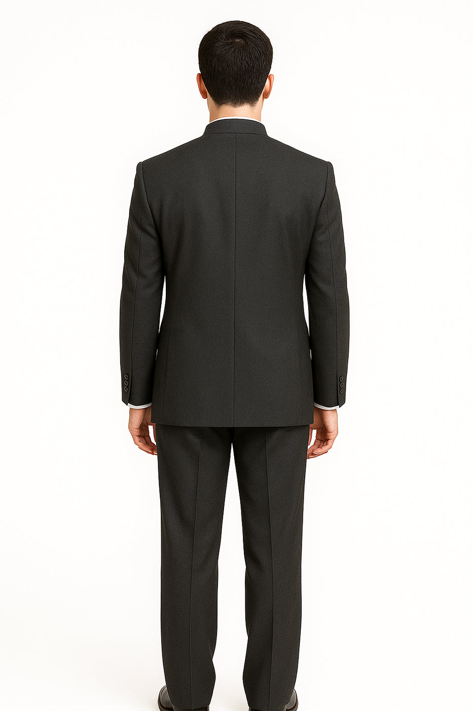 Men's Suit Mandarin Collar Black Pinstripe 5 Button Chinese Nehru Band ...