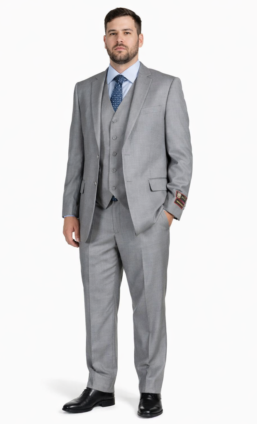 Giorgio Fiorelli Grey Two-Button Suit + Vest — MensUSA