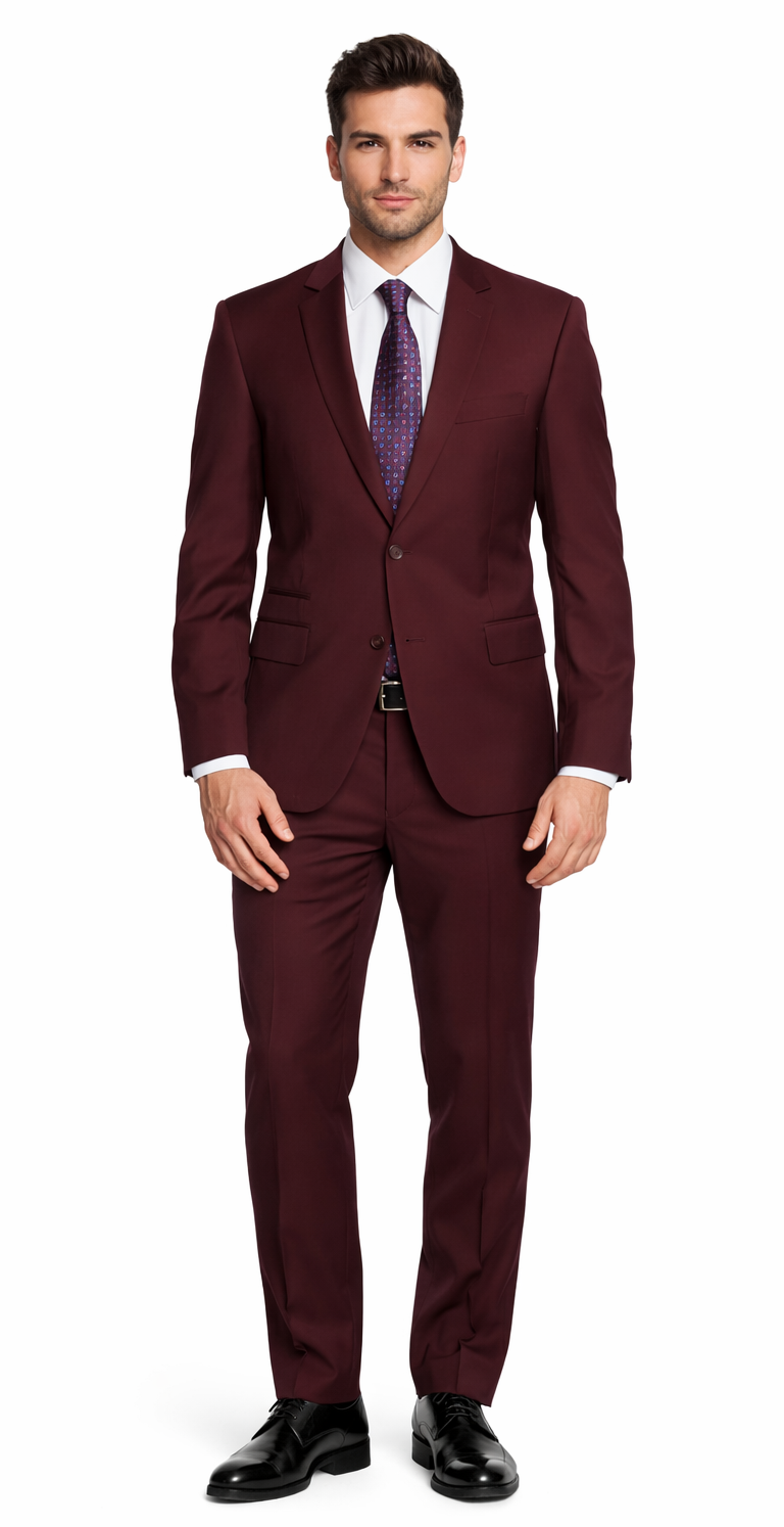 Giorgio Fiorelli Two-Button Suit in Burgundy, Camel, Beige — MensUSA
