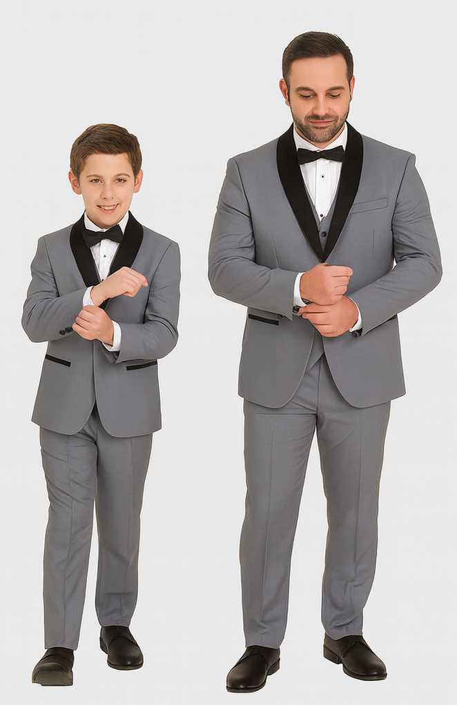 Hampton Stacy Adams Kids Five Piece Set Grey Tuxedo — MensUSA