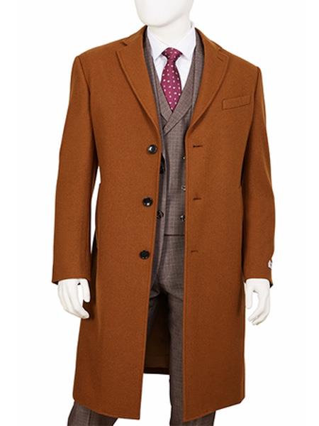 Men's Dress Coat Regular Fit Wool ~ Poly Blend Rust ~ Cognac Overcoat ...