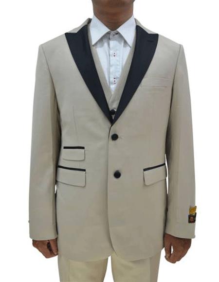 Tan Tuxedo - Khaki Tuxedo Mens Tan 2 Button 3 Pieces Peak Lapel Tuxedo ...
