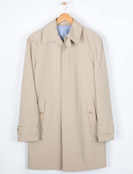 Men's Three Quarter Trench Coat Beige — MensUSA