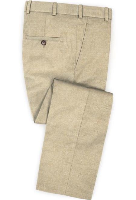 Men's Linen Fabric Pants Flat Front Wheat — MensUSA