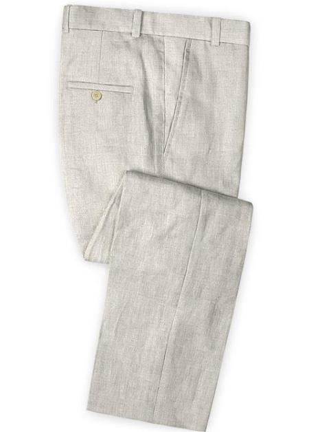 Men's Linen Fabric Pants Flat Front Meadow — MensUSA