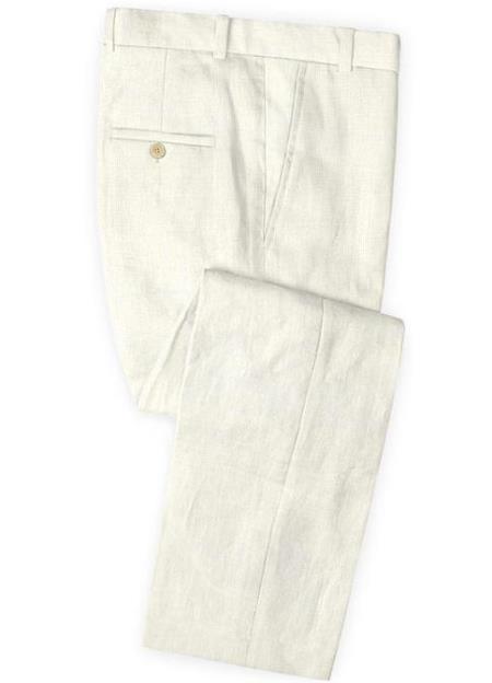 Men's Linen Fabric Pants Flat Front Safari Natural — MensUSA