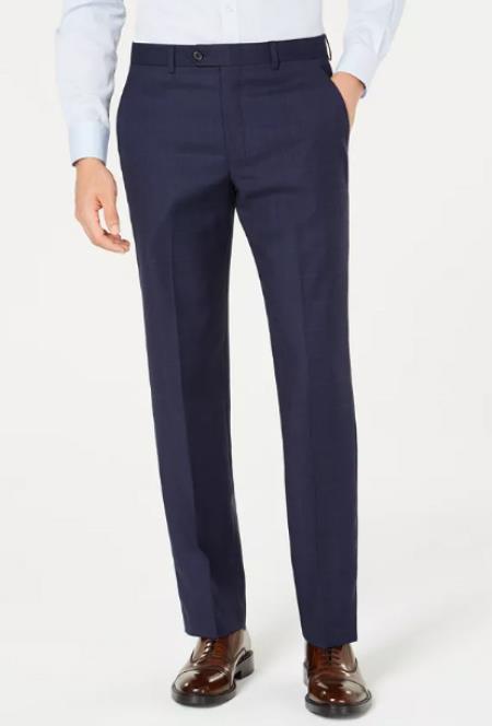 Mens Sharkskin Pants Blue Windowpane — MensUSA