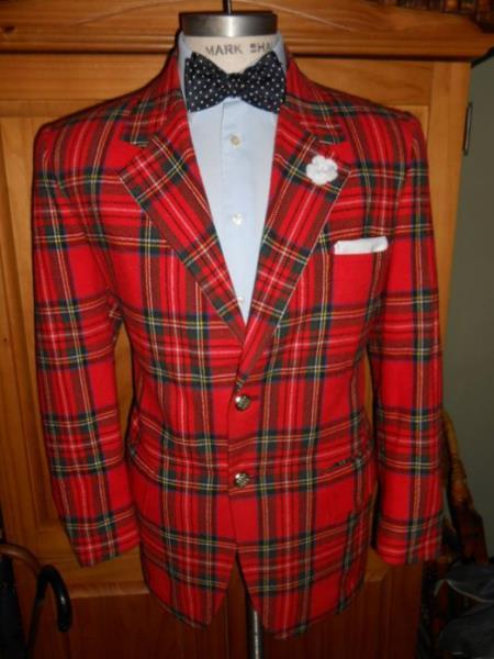 Holiday Blazer - Christmas Sport Coat - Red Christmas Fabric Plaid Bla ...