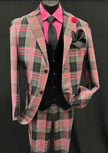 Mens Two Button Peak Lapel Multi-color Suit — MensUSA
