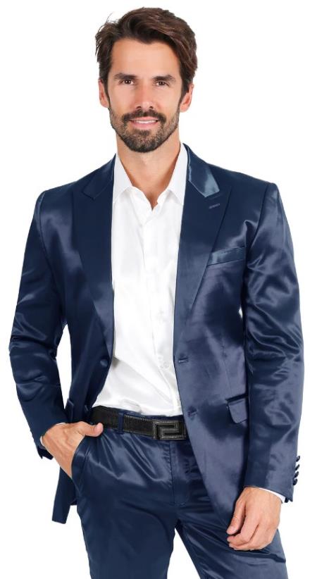 Sateen Suit - Shiny Suit - Royal Sharkskin Suit – MensUSA