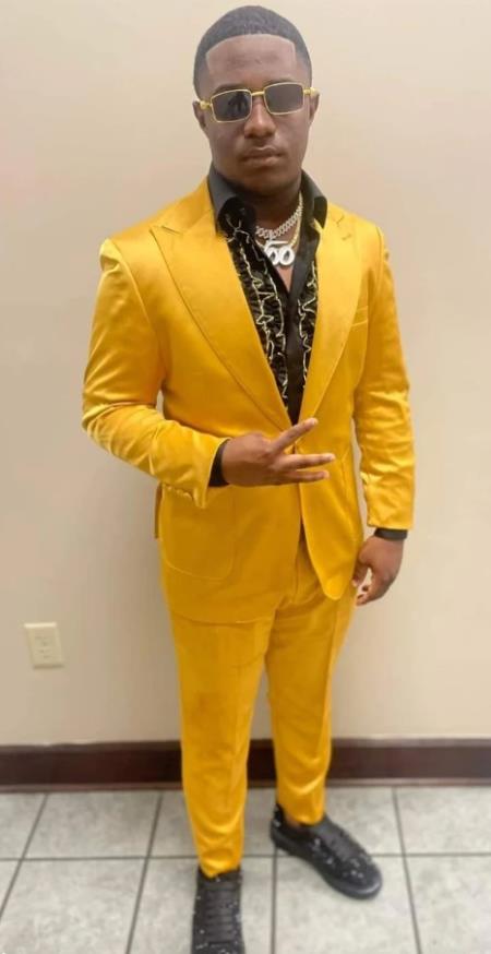 Mens Peak Label Slim Fit Gold Suit — MensUSA
