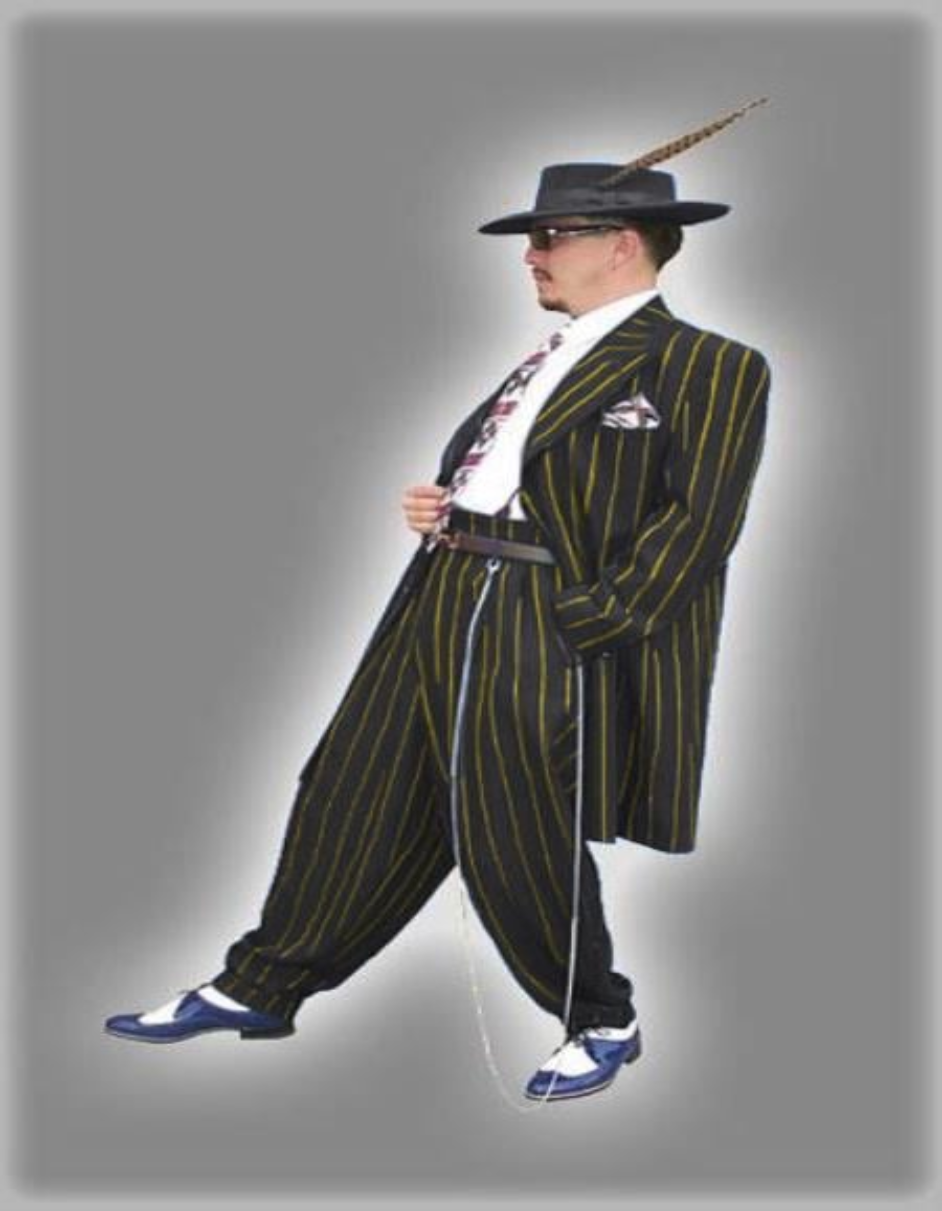 Mens High Fashion Vested Black and Gold Pinstripe Zoot Suit For Sale ...