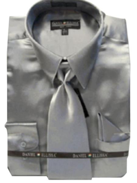 Mens Silver Dress Shirt - Silver — MensUSA