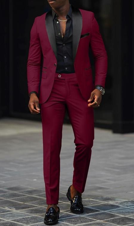 Burgundy Prom Tuxedo - Wedding Suit - Groom Tuxedo Suit — MensUSA
