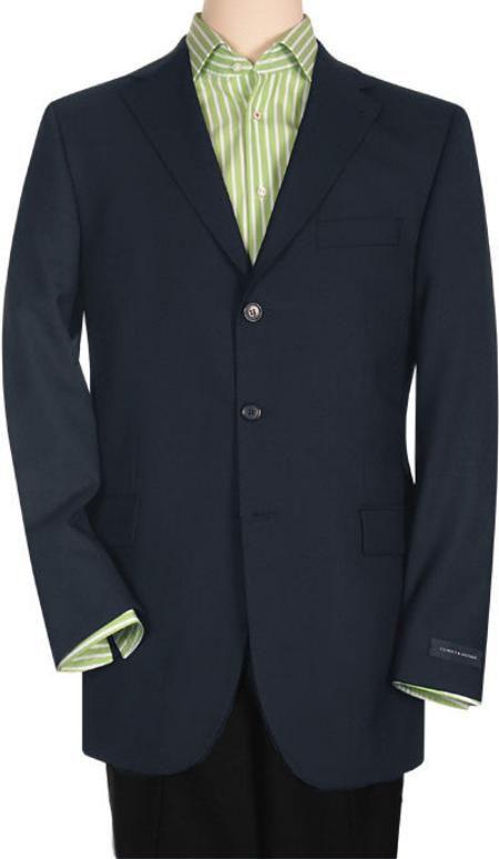 Mens 3 Button Blazer - Three Button Dark Blue Sport Coat - Side Vented ...