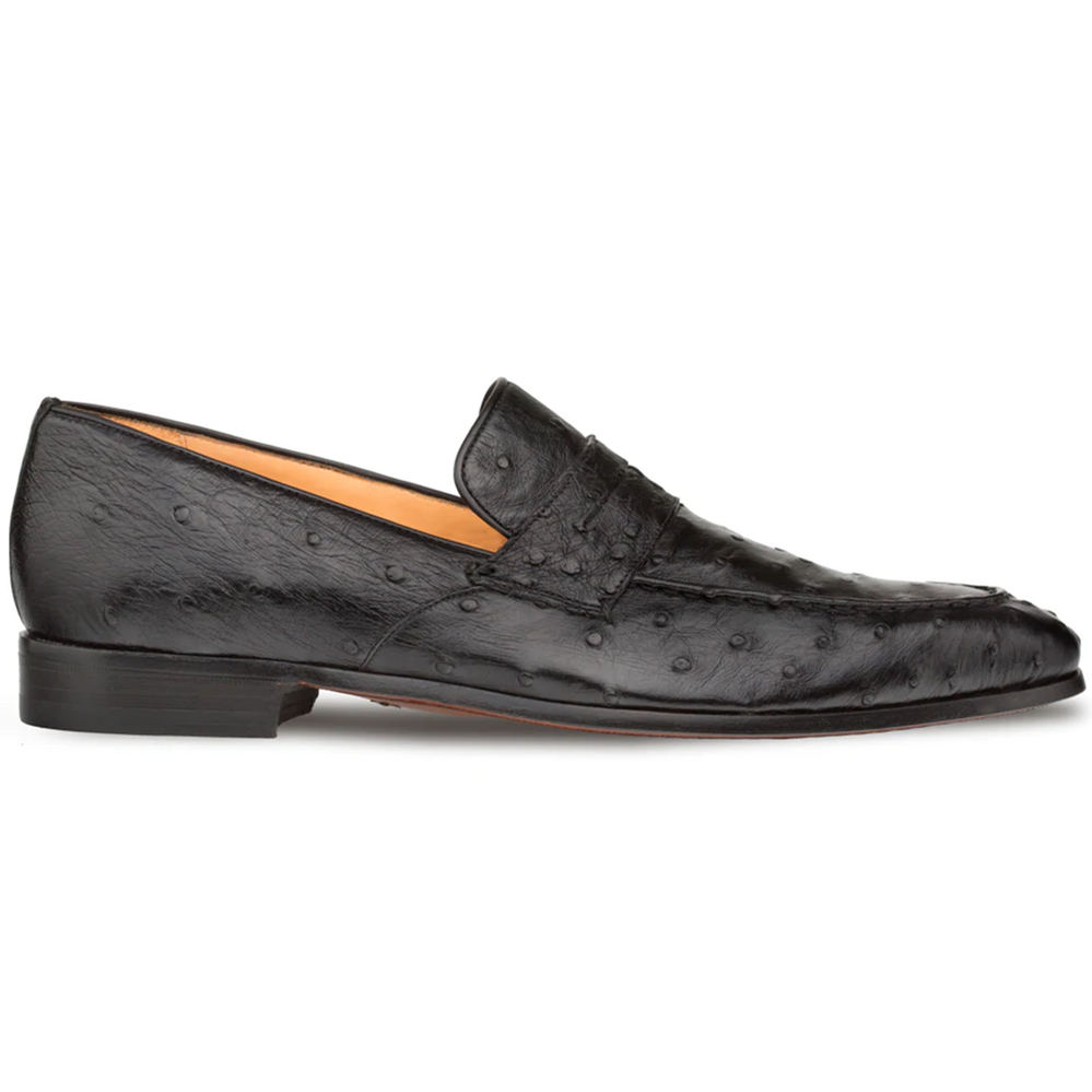 Mezlan Lisbon Ostrich Quill Penny Loafers Black (4561-S) — MensUSA