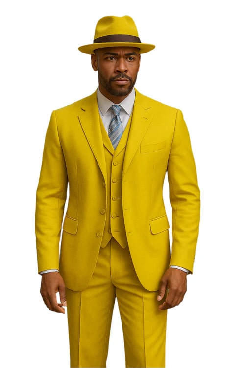 MensUSA Yellow Zoot Suit - 1920s Vintage Inspired Golish Yellow (All Sizes)