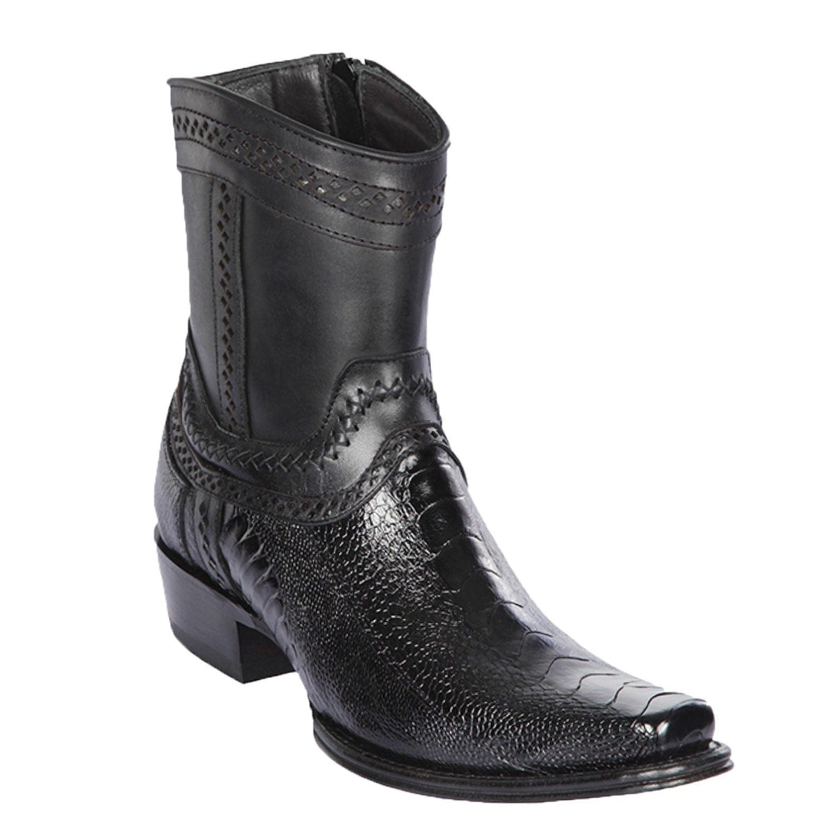 Men's Los Altos Original Ostrich Leg Skin European Toe Short BootS 76B ...