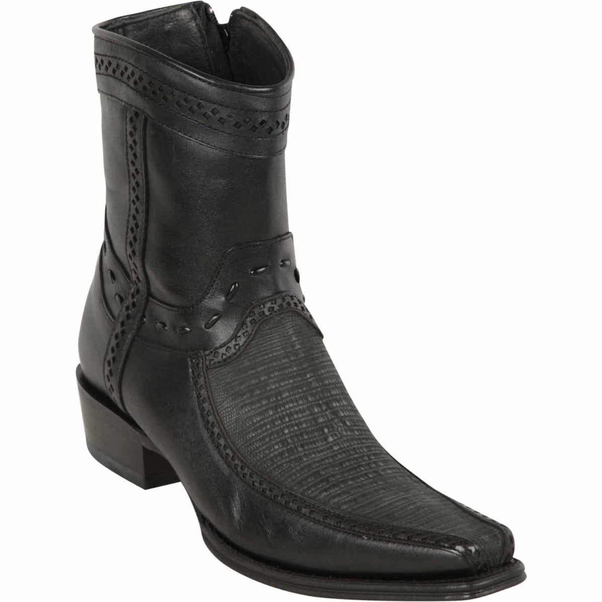 Los Altos Men's Lizard Skin European Toe Short Boots - Sanded Black 76 ...
