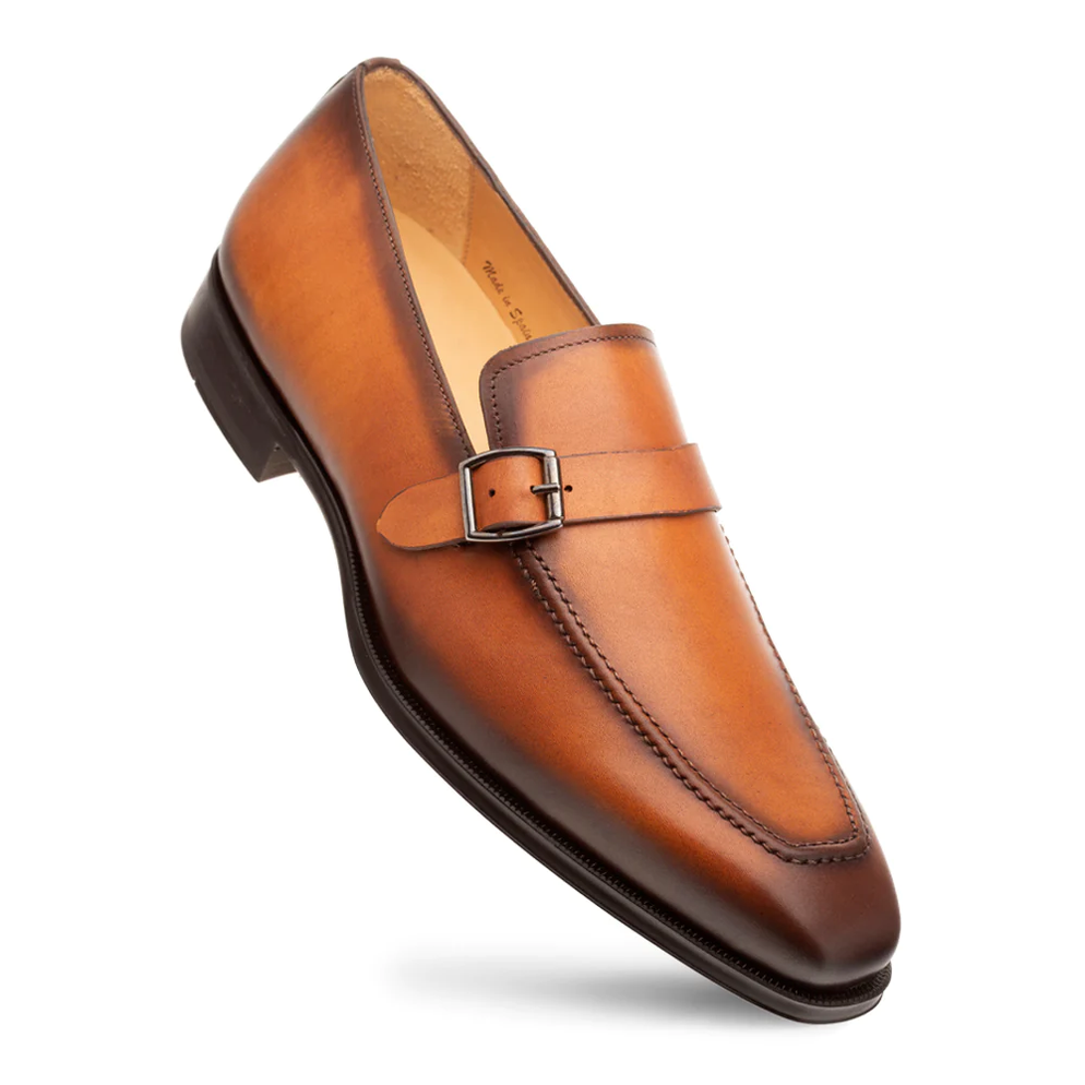 Mezlan Salato Leather / Rubber Strap Loafer Dark Cognac (20965) — MensUSA