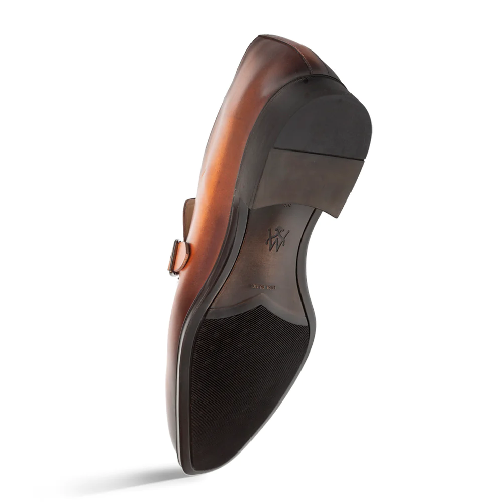 Mezlan Salato Leather / Rubber Strap Loafer Dark Cognac (20965) — MensUSA