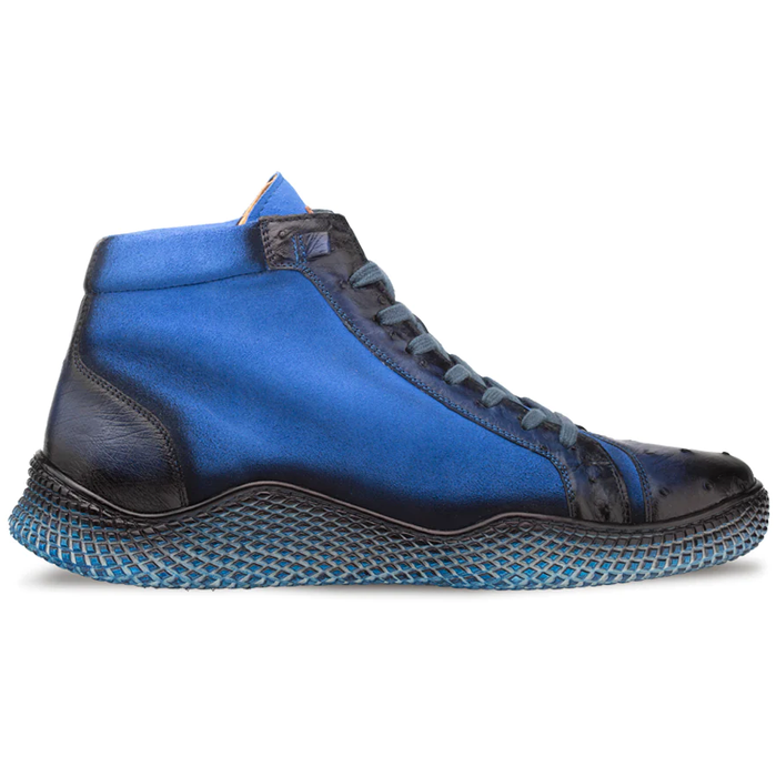 Mezlan Militare Ostrich / Suede Hi-Top Sneaker Jean / Cobalt (4987-S ...