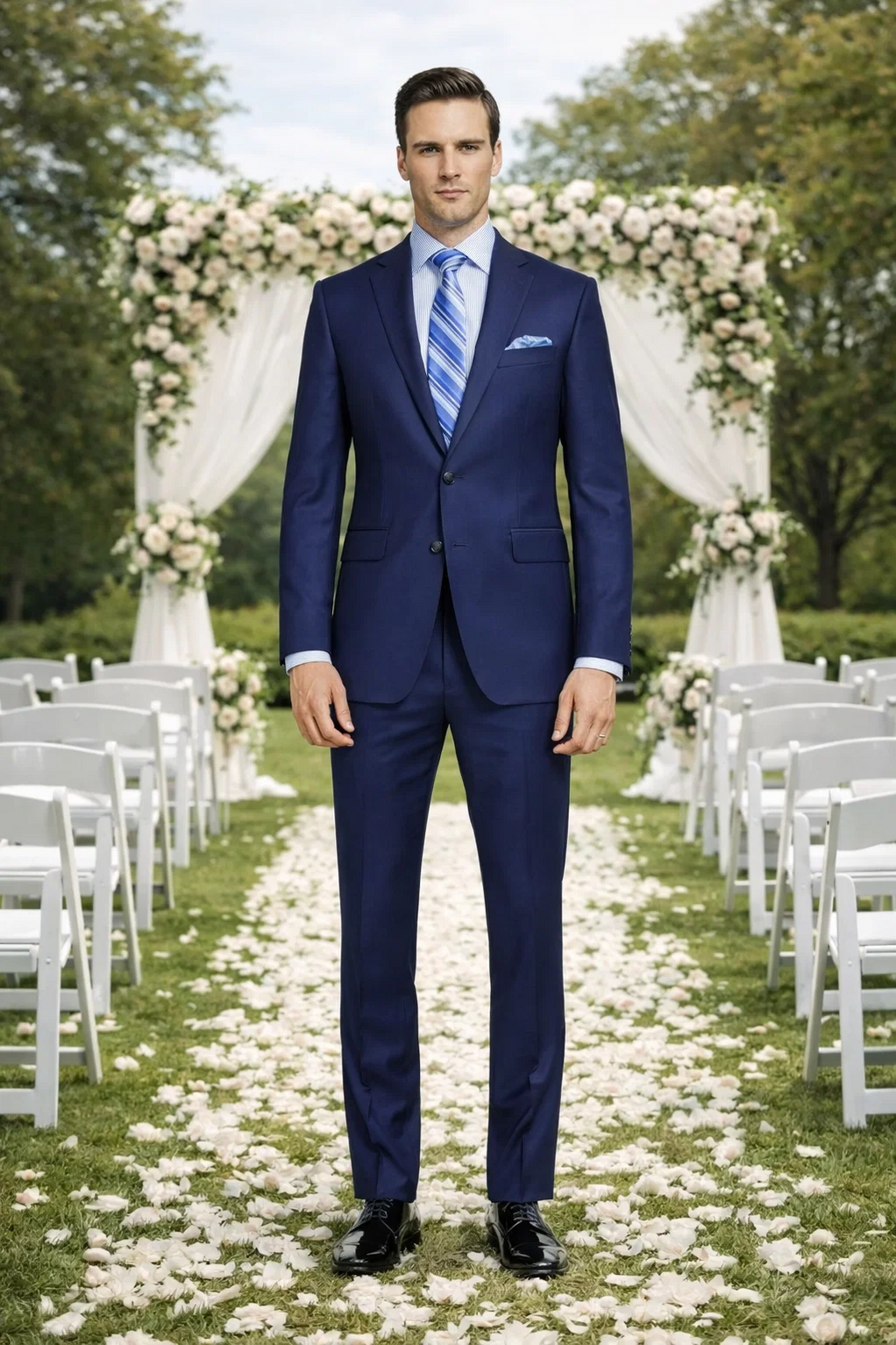 Mantoni 2-Button Slim or Modern Fit in 3-Blue Navy Fabrics — MensUSA