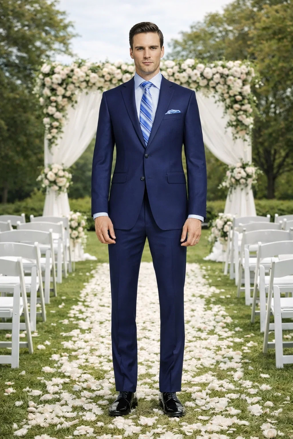 Mantoni 2-Button Slim or Modern Fit in 3-Blue Navy Fabrics — MensUSA