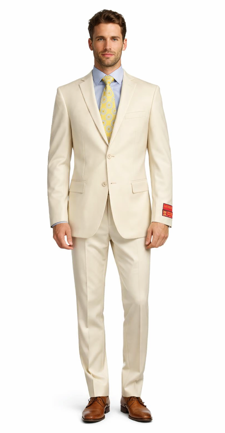 Mantoni Beige Two-button Wool Suit — MensUSA