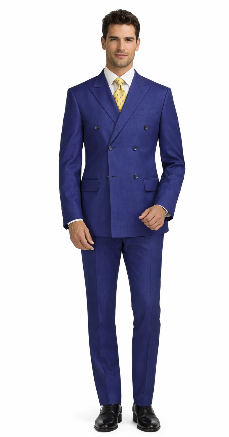 Mantoni Double-Breast Black, Grey, or Navy Wool Suit — MensUSA