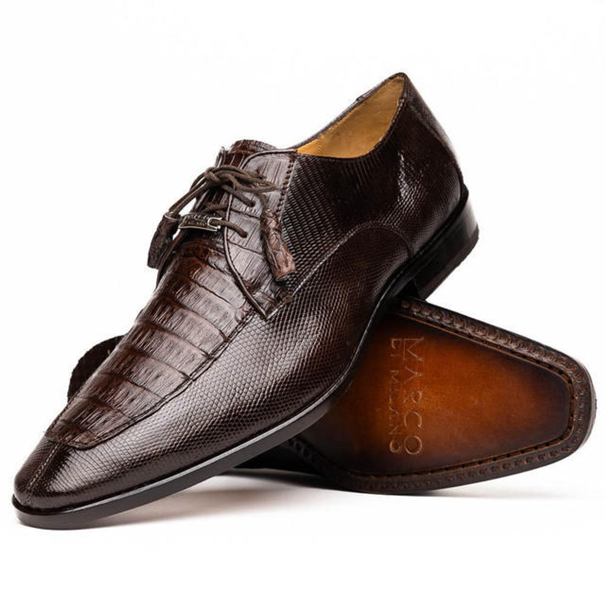 Marco Di Milano Brown Crocodile Lizard Shoes Monkstrap Toluca — MensUSA