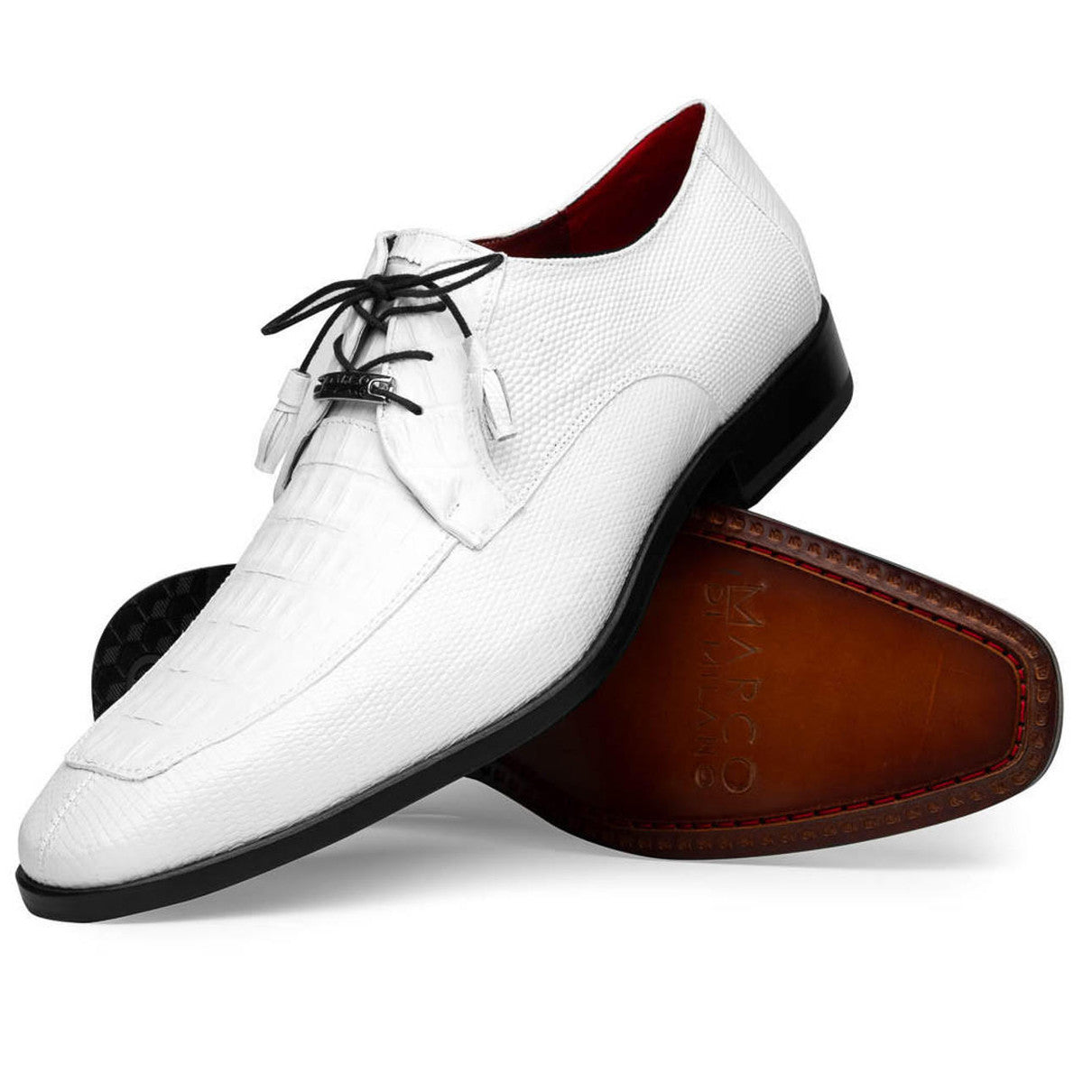 Marco Di Milano Men's White Caiman Lizard Derby Shoes Merida — MensUSA