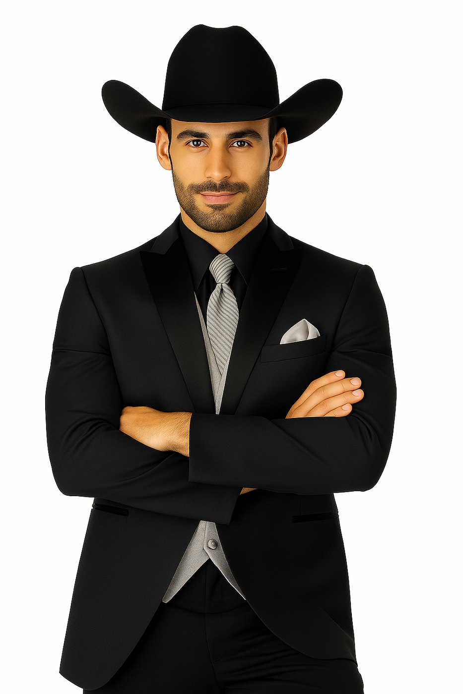 Men 2 Button Trim Cowboy in Black Cowboy Suit - Country Besom Pockets ...