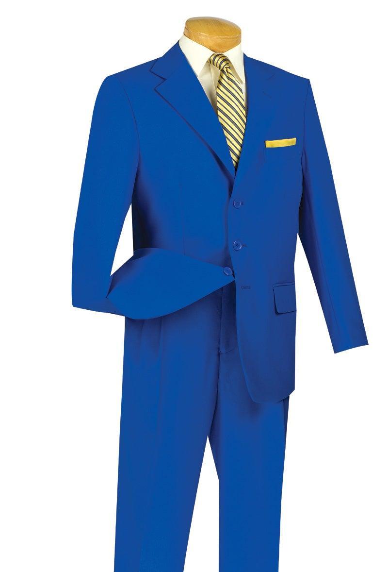 Men's Basic Two Piece, 3 buttons Suit Color Royal Blue — MensUSA