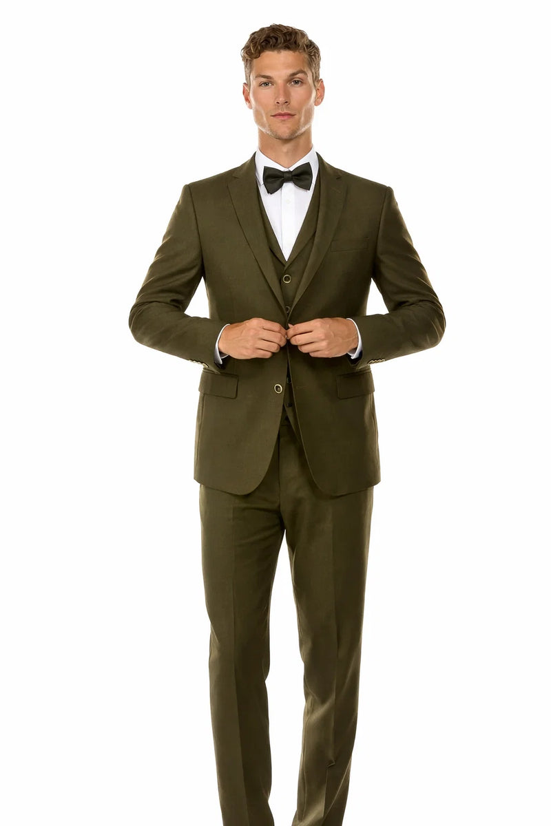 Men’s Olive Green Vintage Tweed Wedding Suit – Two Button Jacket with ...