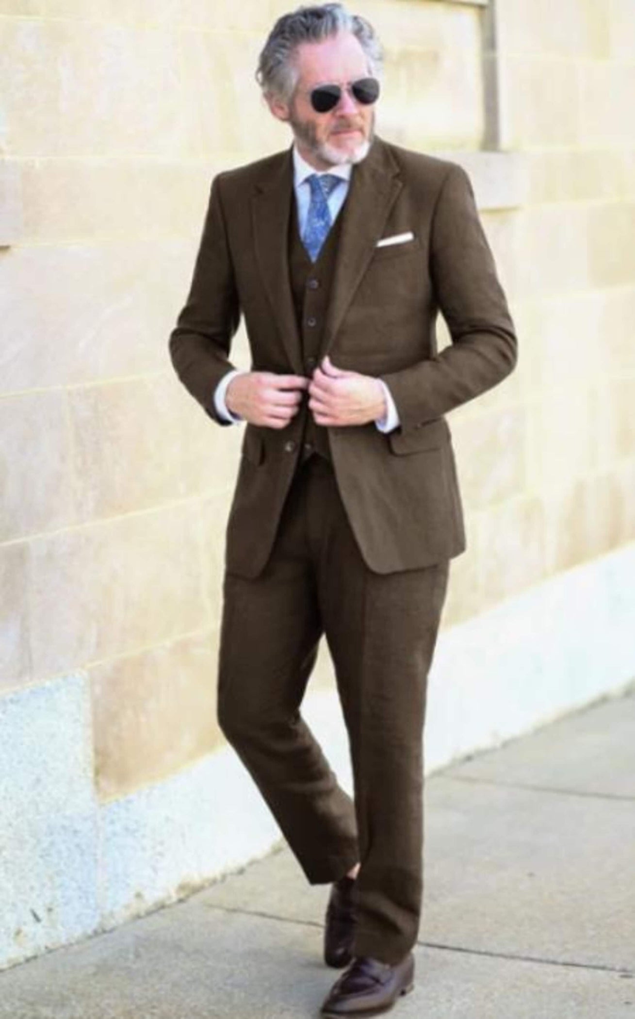 Linen Suit - Mens Summer Suits Brown Linen Color - Beach Wedding — MensUSA