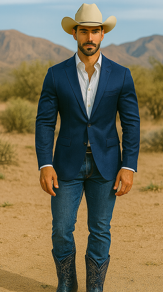 Mens Cowboy Blazer - Western Sport Coat in Color Navy Blue — MensUSA