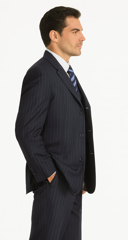 Mens Fancy Stripe High Fashion Suit with Vest and Pants — MensUSA
