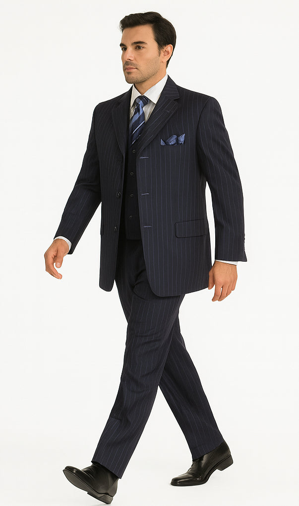 Mens Fancy Stripe High Fashion Suit with Vest and Pants — MensUSA