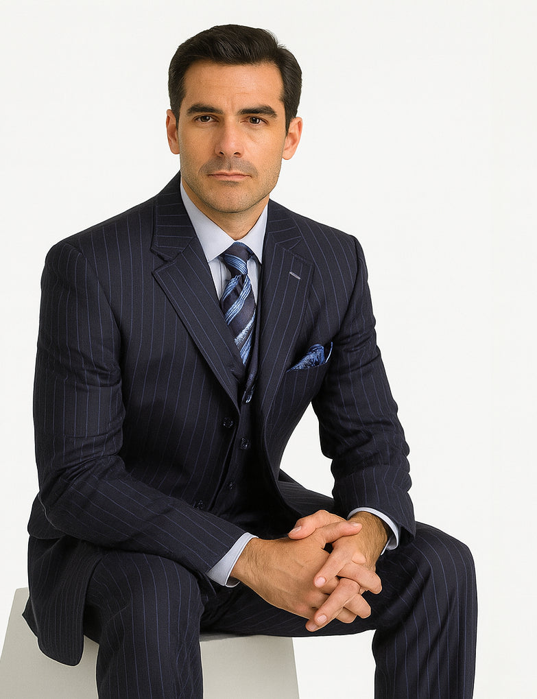 Mens Fancy Stripe High Fashion Suit with Vest and Pants — MensUSA