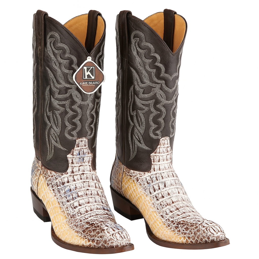 Mens King Exotic Caiman Hornback Cowboy Boots Natural (4980249) — MensUSA