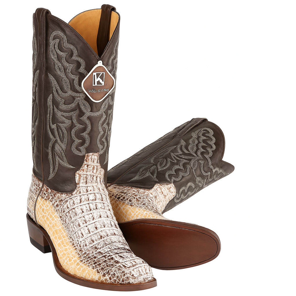 Mens King Exotic Caiman Hornback Cowboy Boots Natural (4980249) — MensUSA