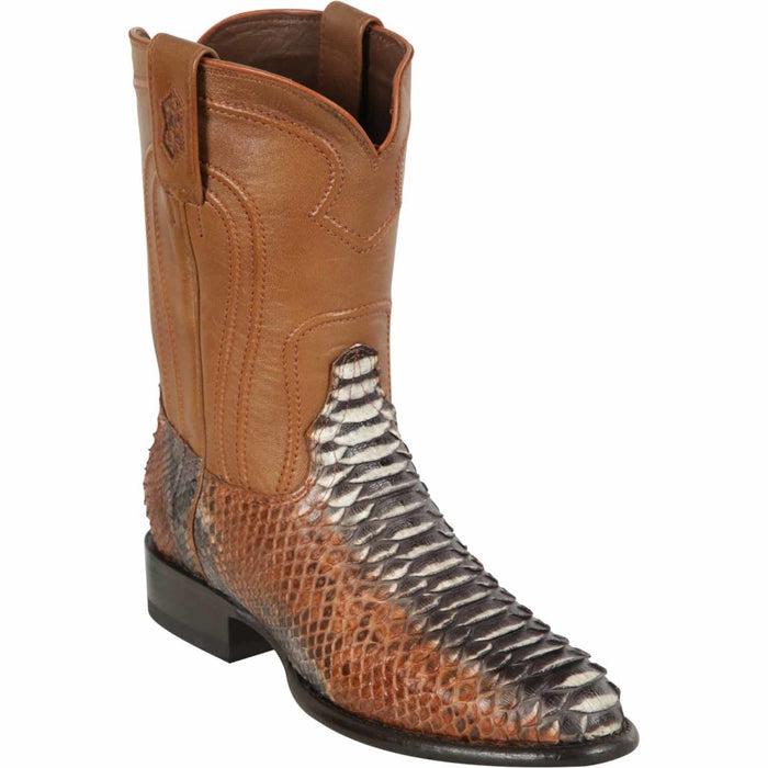Men's Los Altos Original Python Boots Roper Toe - Rustic Cognac — MensUSA