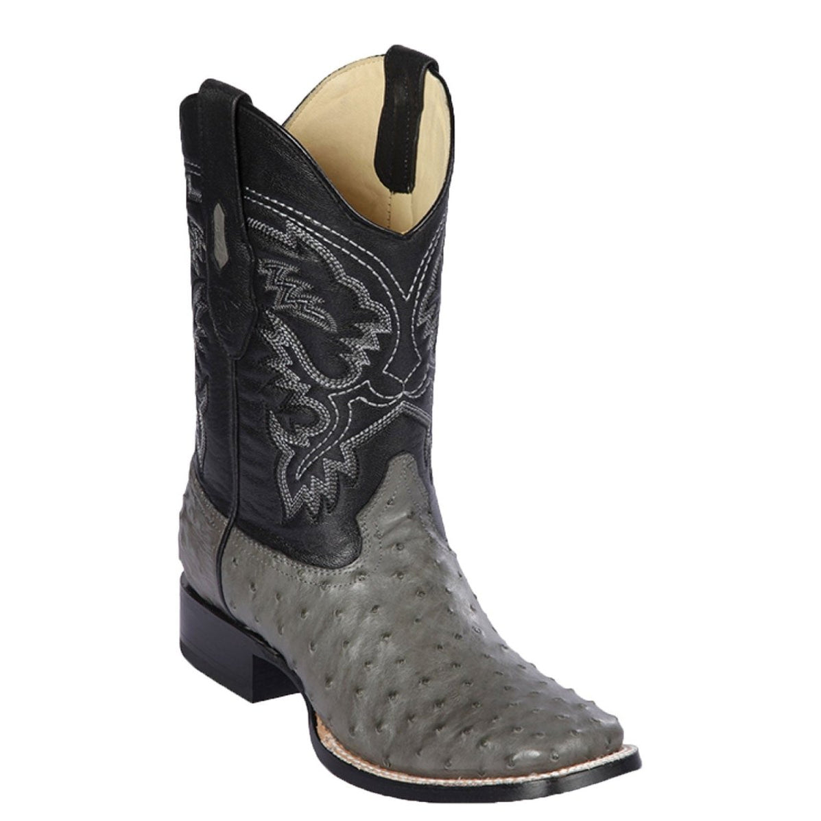 Men's Los Altos Ostrich Skin Wide Square Toe Boots -A — MensUSA