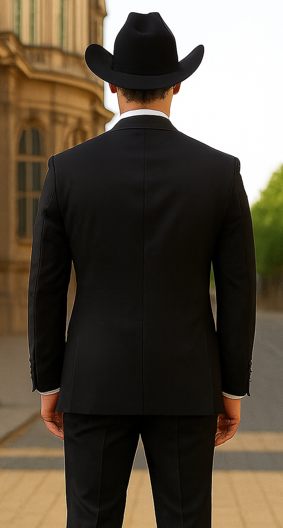 Men'S One Button Slim Fit Solid Black Side Vents Tuxedo Suit With Shaw ...