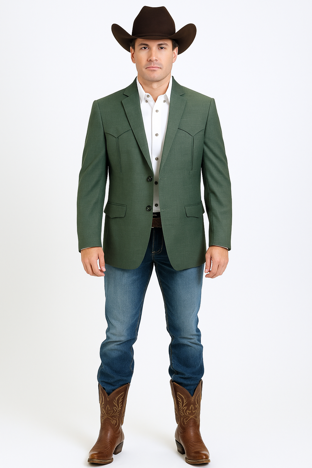 Western Blazer - Saco Para Hombre - Mens Double Button Western Green B ...